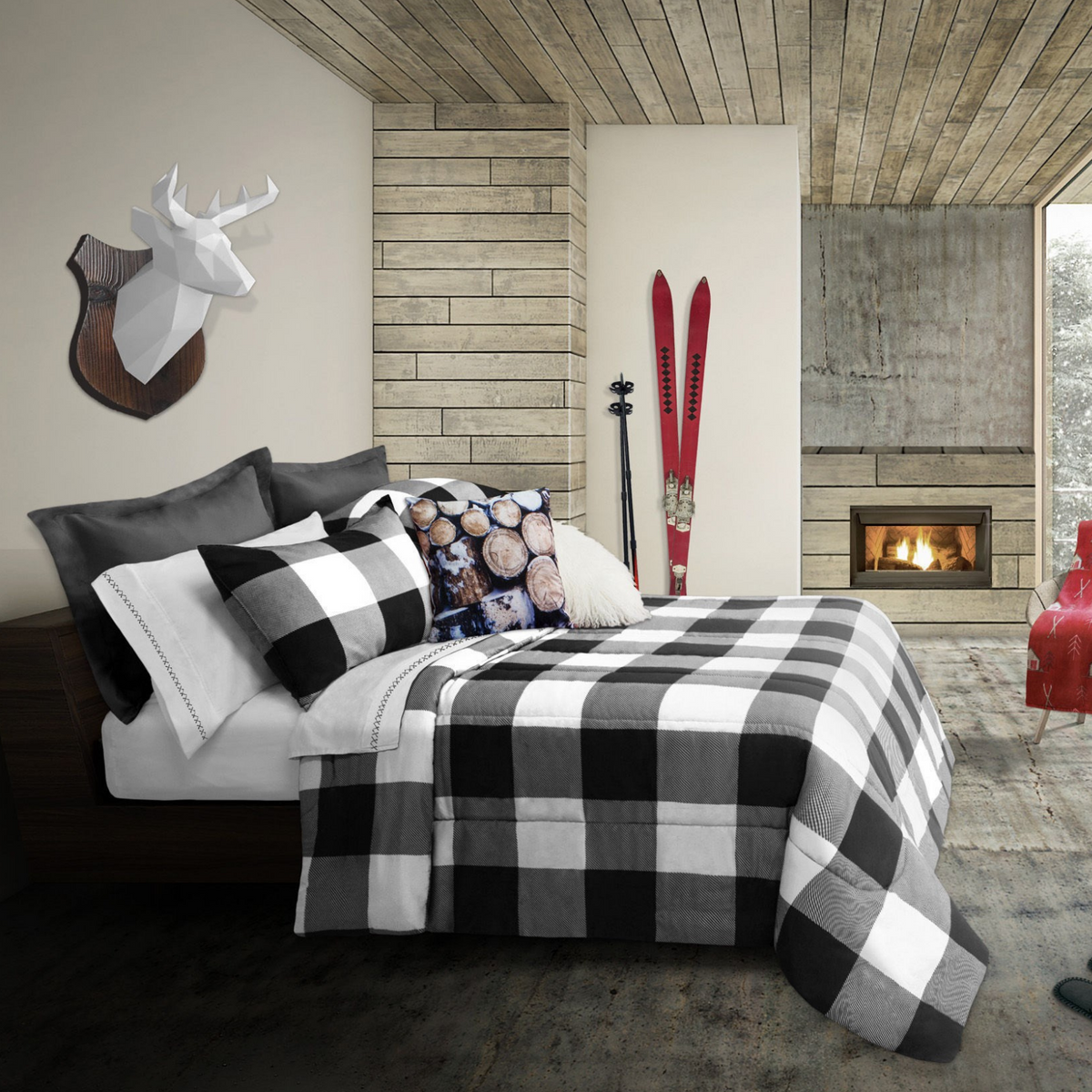 Classic Black White Buffalo Plaid Comforter Set – DIN's Warehouse Deals